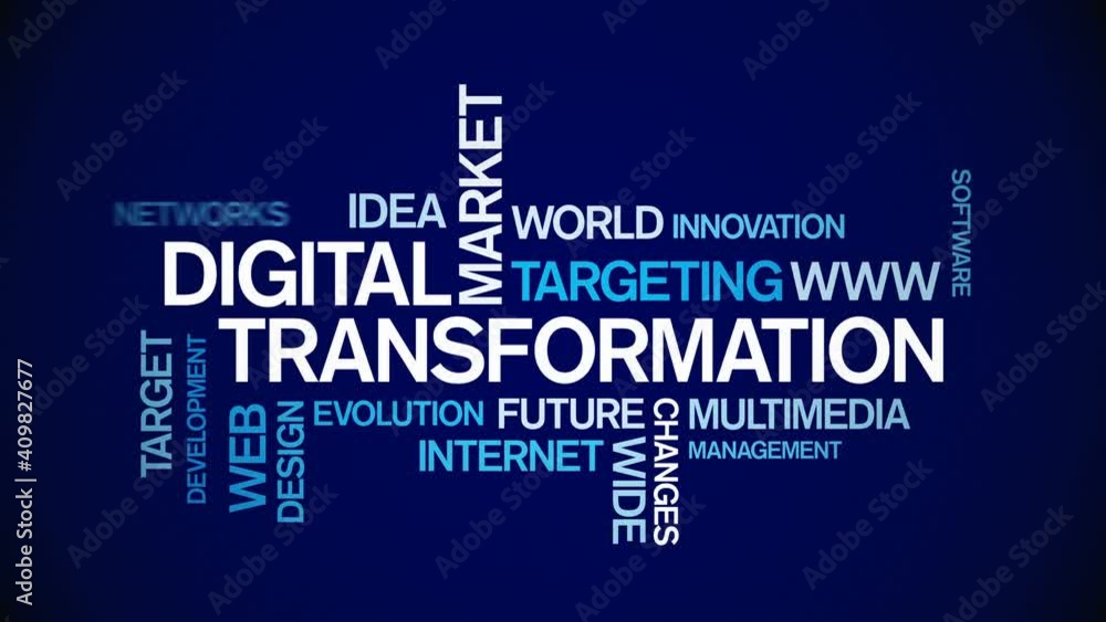 4k Digital Transformation Animated Tag Word Cloud;Text Design Animation ...
