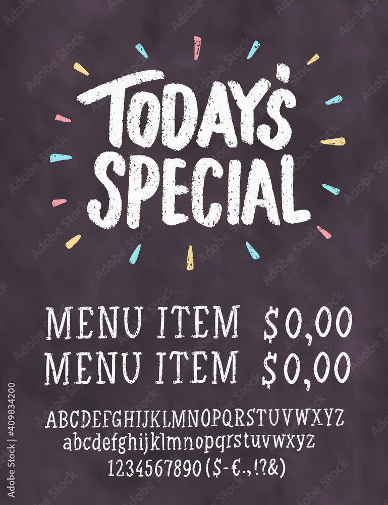 Today's special. Chalkboard menu. Vector handwritten lettering. Stock ...