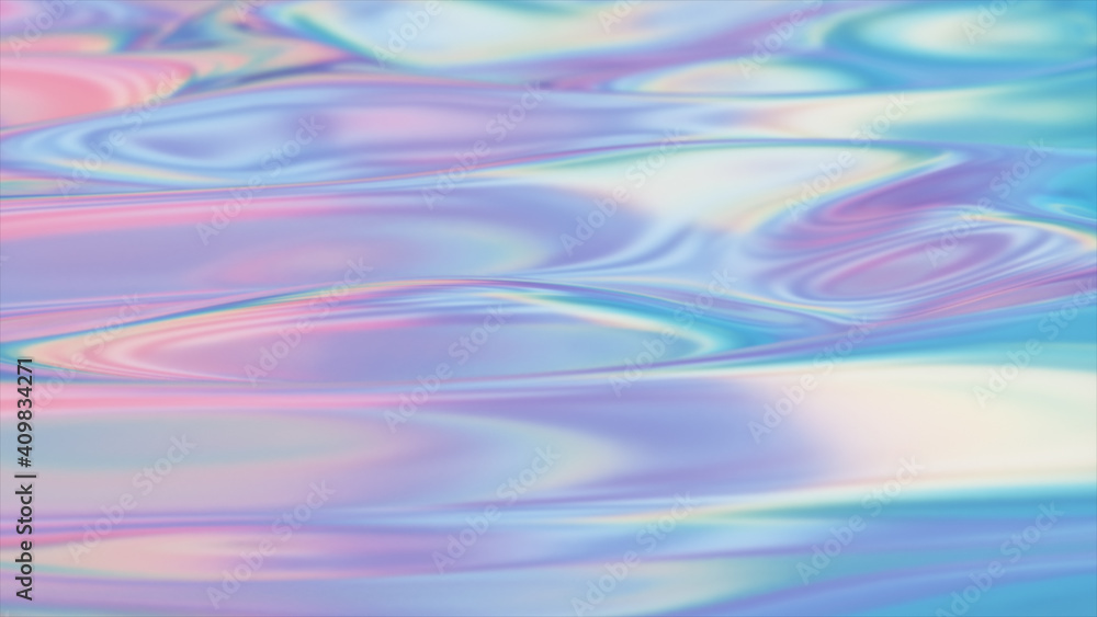 Animated 3D waving fabric texture. Liquid holographic background ...