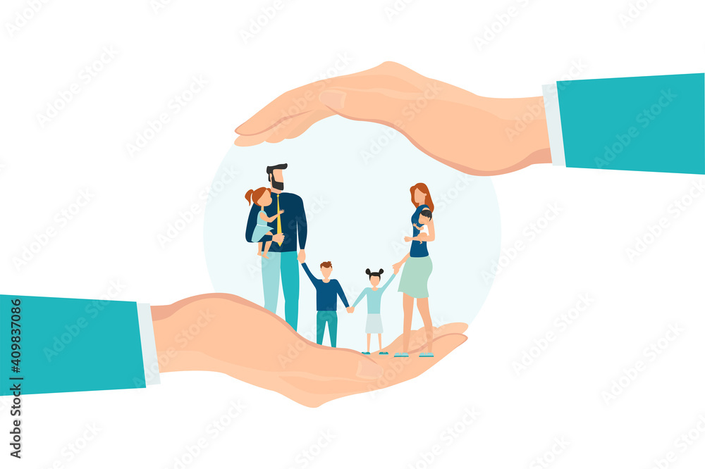 Family safety, life insurance or protection concept, lovely family ...