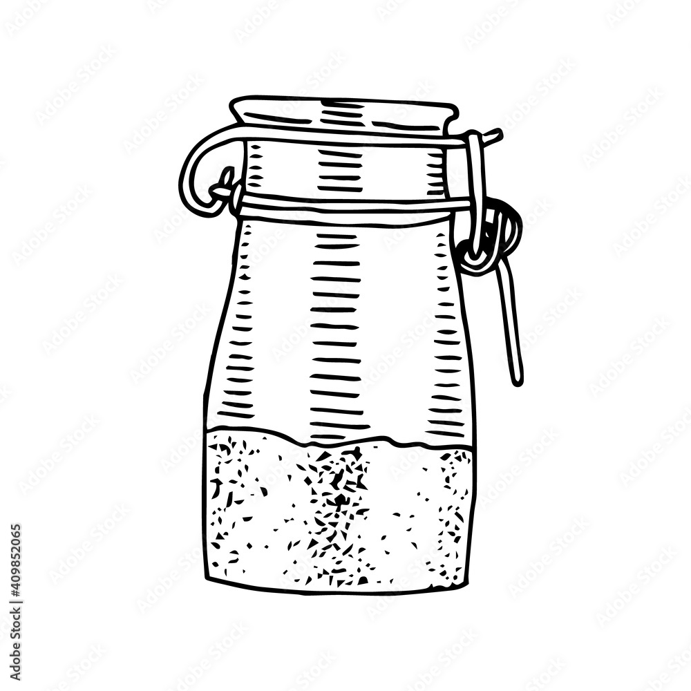 Spice jar, vector illustration, hand drawing, sketch Stock Vector ...