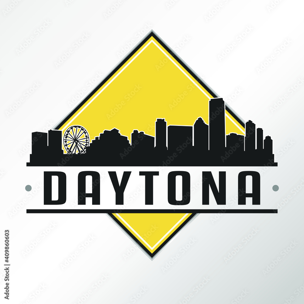 Daytona Beach Florida Skyline Logo. Adventure Landscape Design. Vector ...