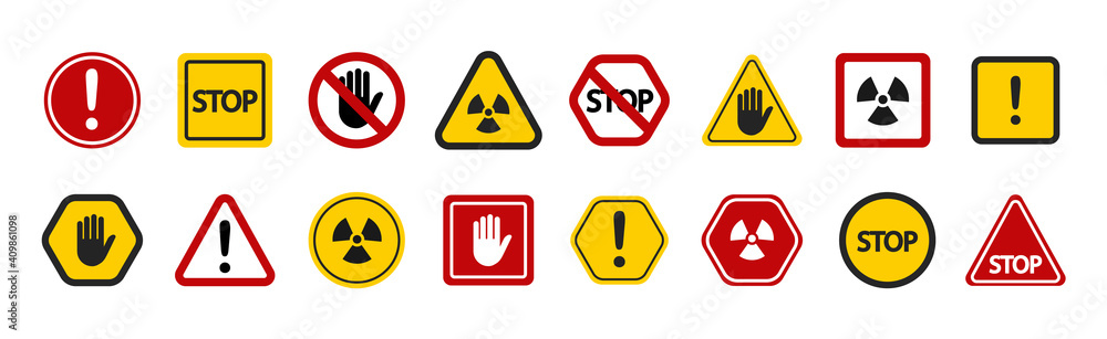 Set of prohibition sign. Set of the restricted and dangerous vector ...