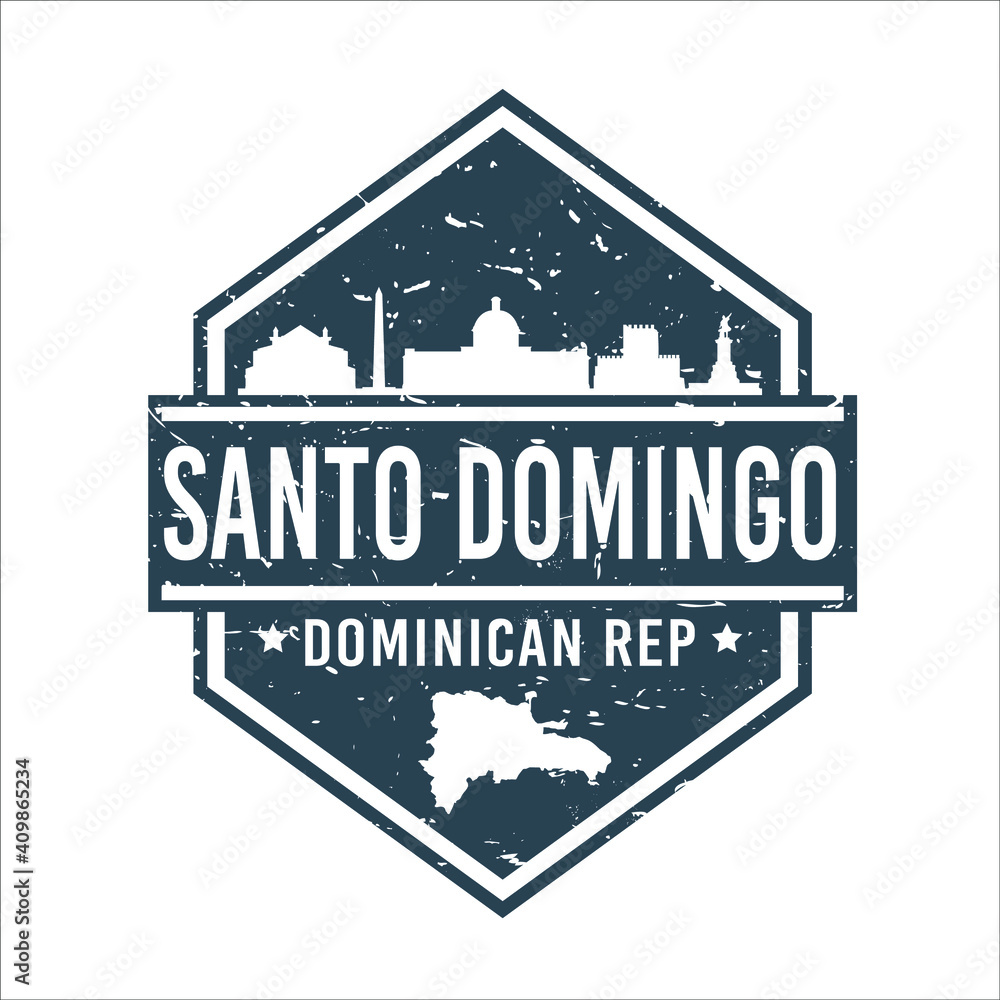 Santo Domingo, Dominican Republic Travel Stamp Icon. Skyline City ...
