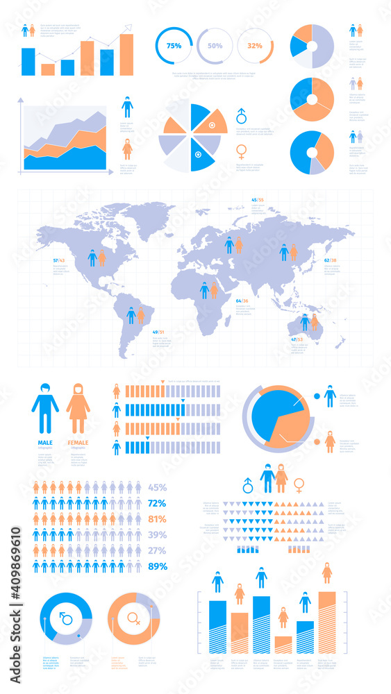 Demographic infographic. People population statistics percentage ...