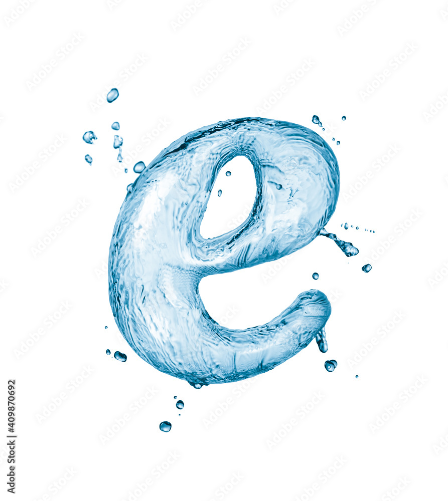 Water splashes letter isolated on white background. Abstract liquid ...