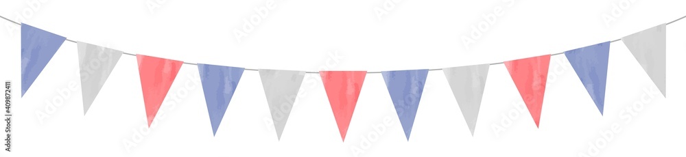 triangular flags red, blue and white colors, watercolor effect, vector ...