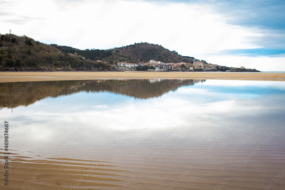 Laida beach located in the Biscayan municipality of Ibarranguelua ...