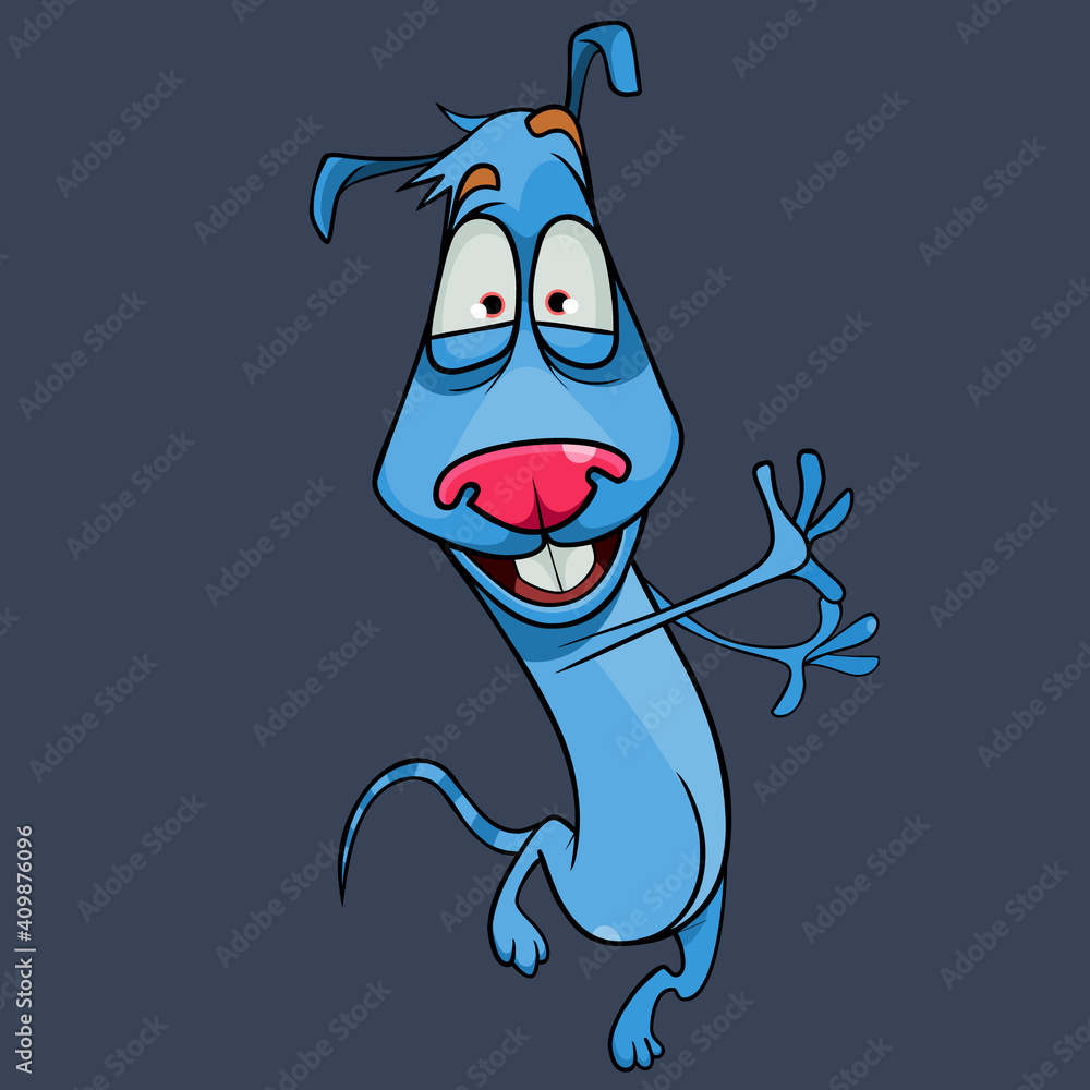 cartoon blue animal happily dancing on its hind legs Stock Vector ...