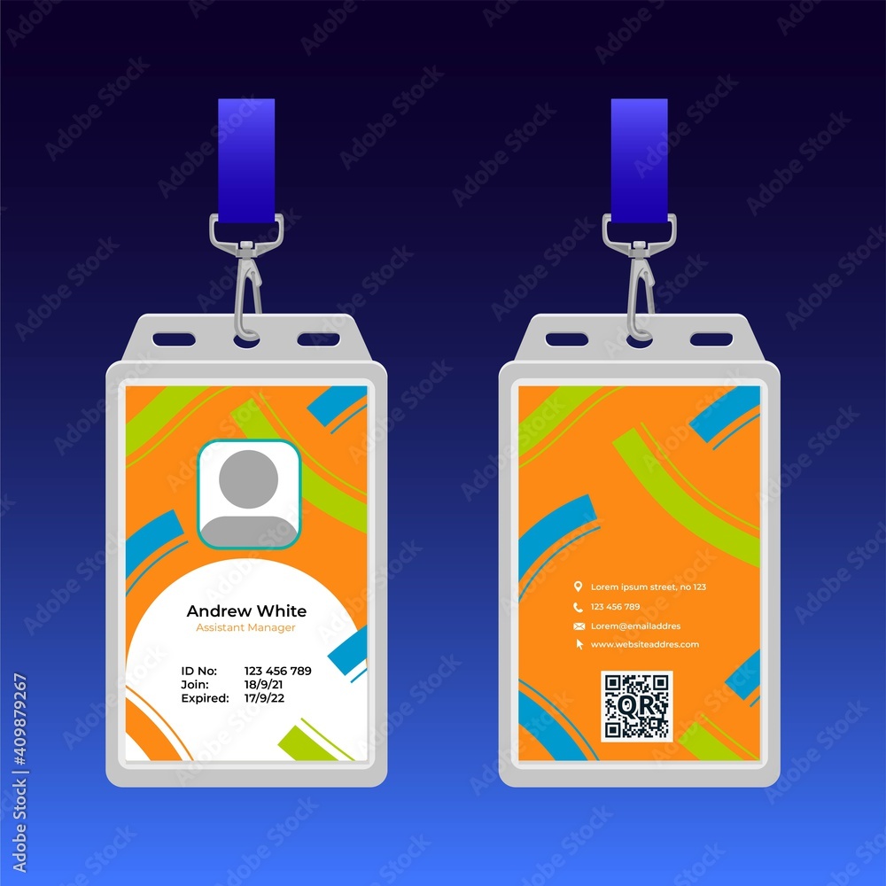 Id pass cards for office staff abstract design template. Corporate ...
