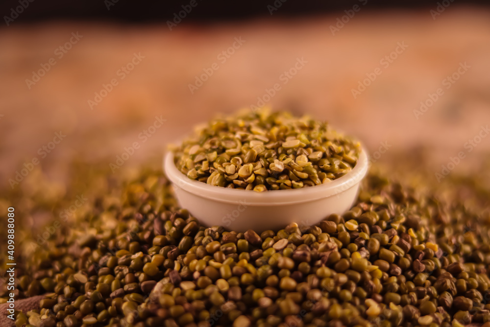 Broken Mung Lentils (yellow moong Dal) with green moong bean and mung ...