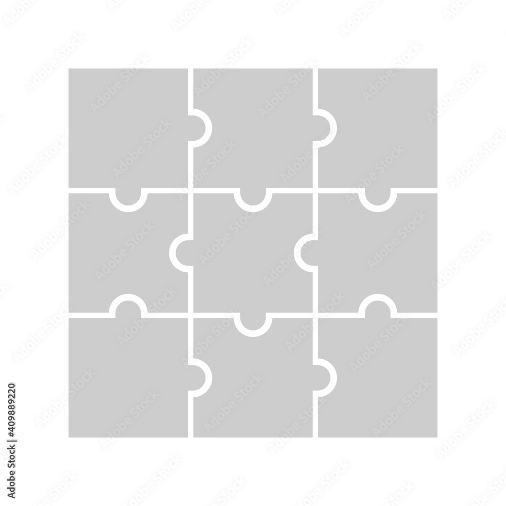 9 puzzle piece jigsaw concept vector background. 3x3 business puzzle ...