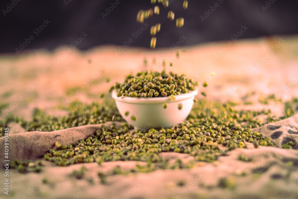Broken Mung Lentils (yellow moong Dal) with green moong bean and mung ...