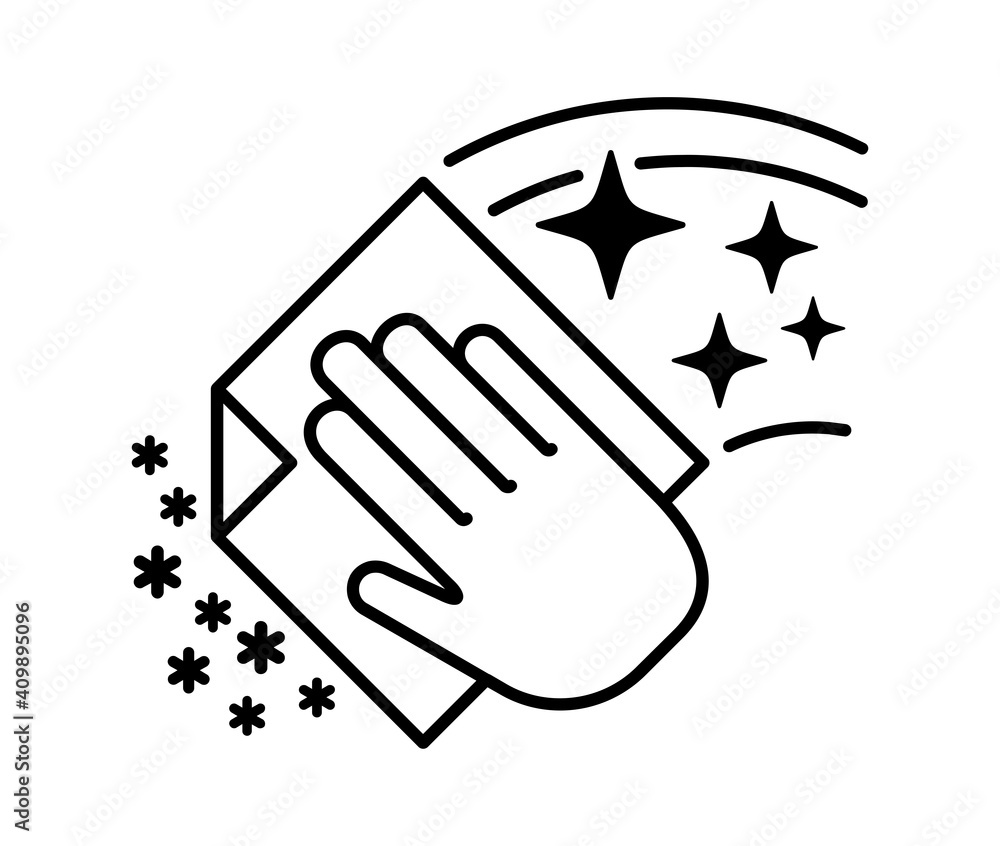 Cleaning icon - hand wipes surface with napkin Stock Vector | Adobe Stock