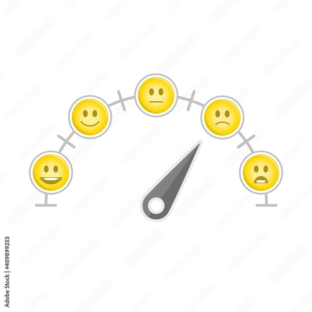 Vecteur Stock Feedback emoticon gauge. Rank or level of satisfaction ...