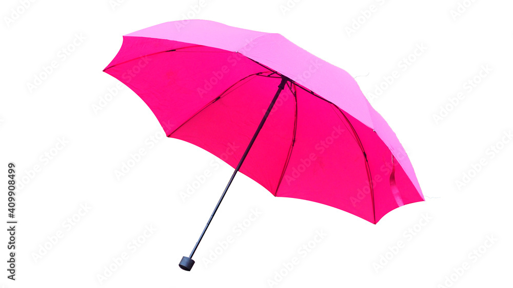 Pink realistic umbrella isolated white background with clipping path ...