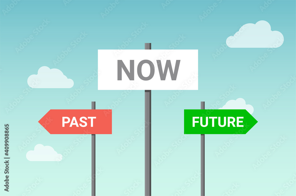Future past present board icon. Now pas and future way destiny sign ...