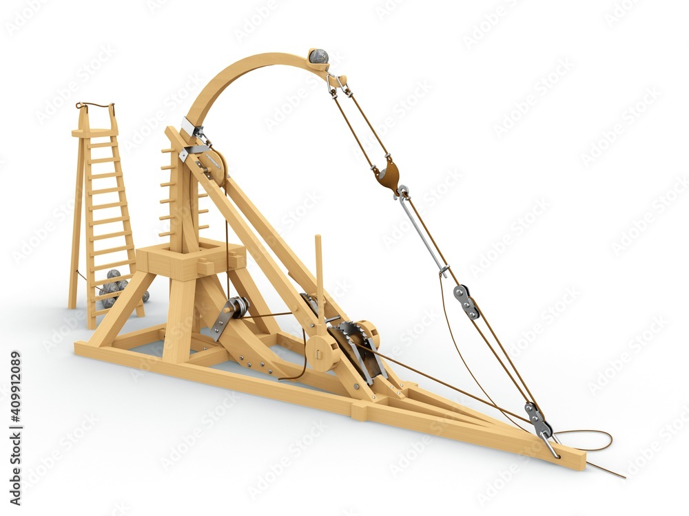 Catapult, Leonardo da Vinci, Codex Atlanticus/0148r Stock Illustration ...