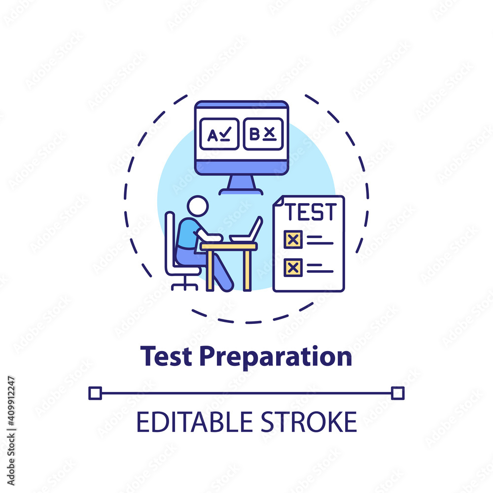 Test preparation concept icon. Online teaching jobs types. Increase ...