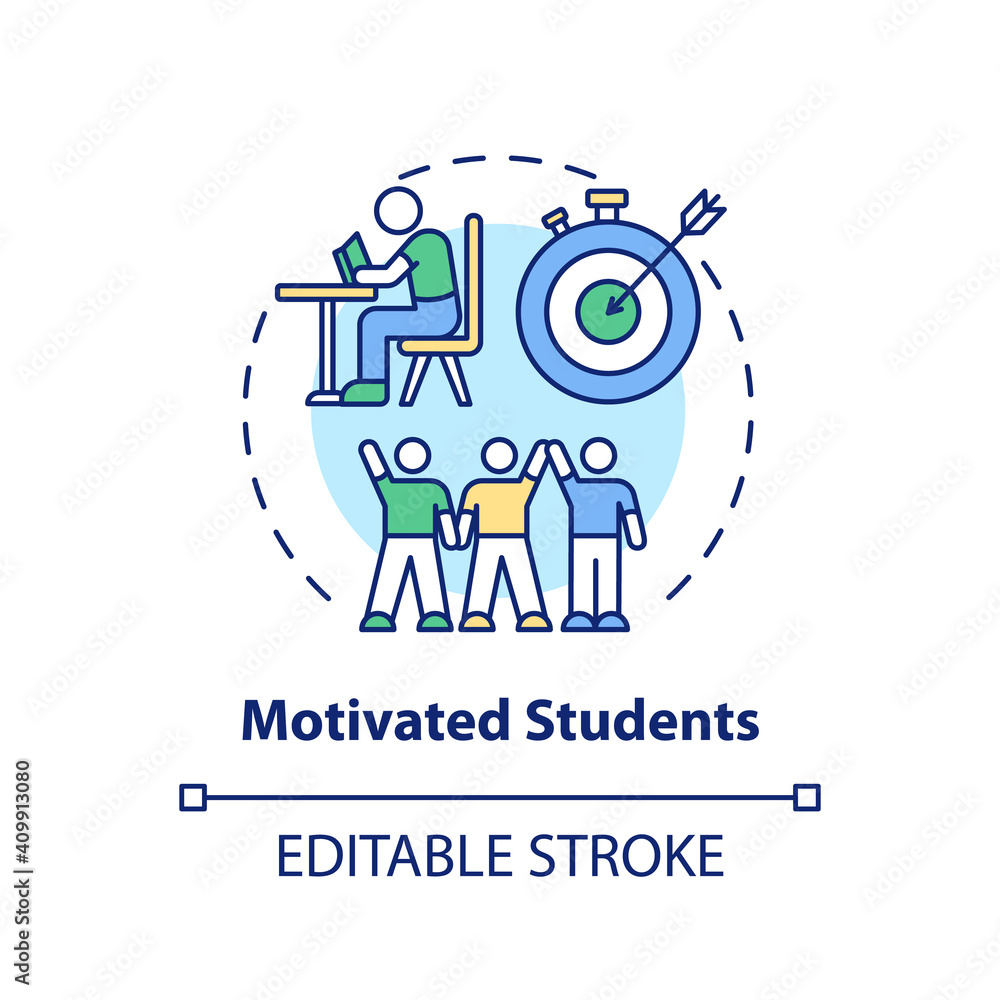 Motivated students concept icon. Online tutoring benefits. Be more ...
