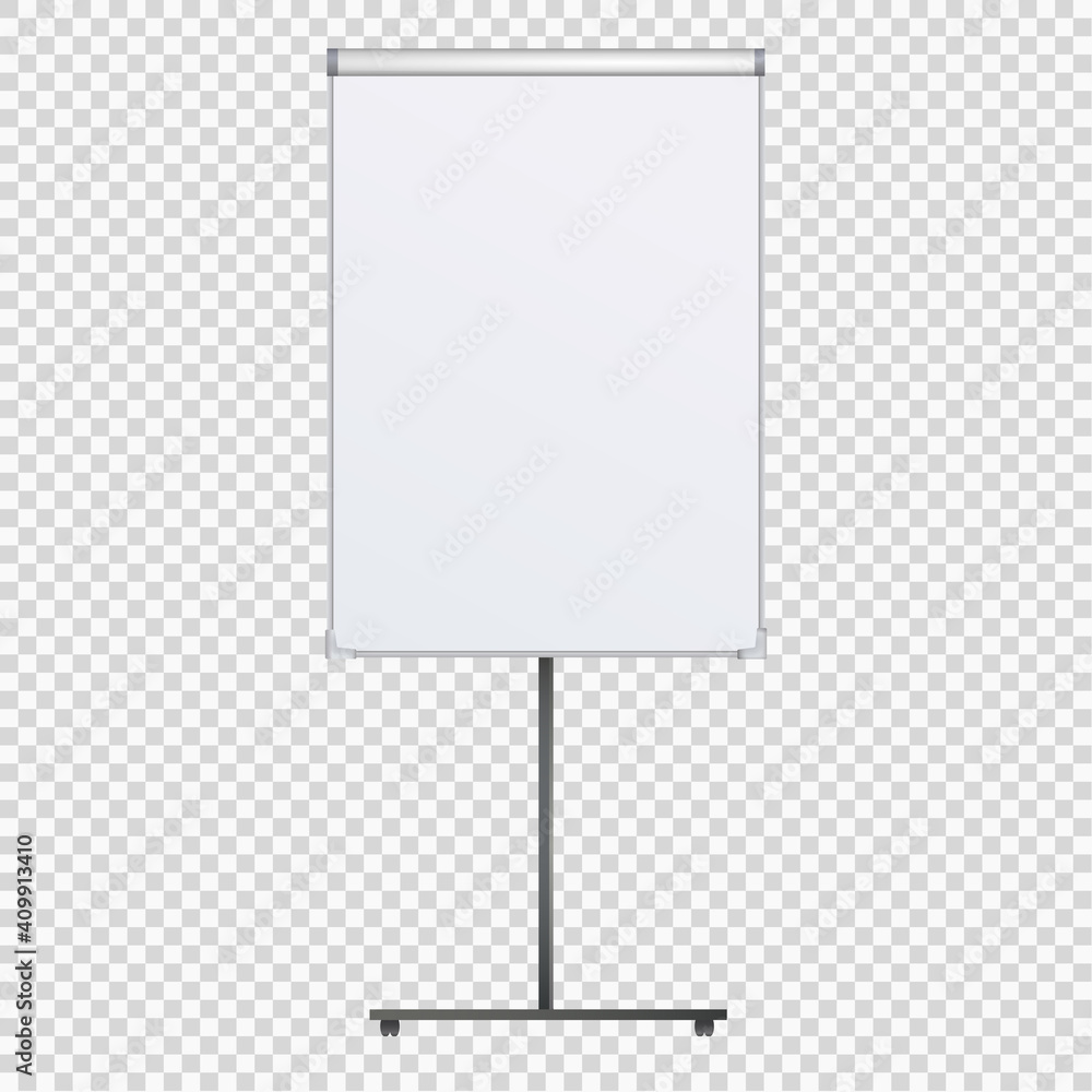 Empty Flip chart blank on tripod over white background. Office ...