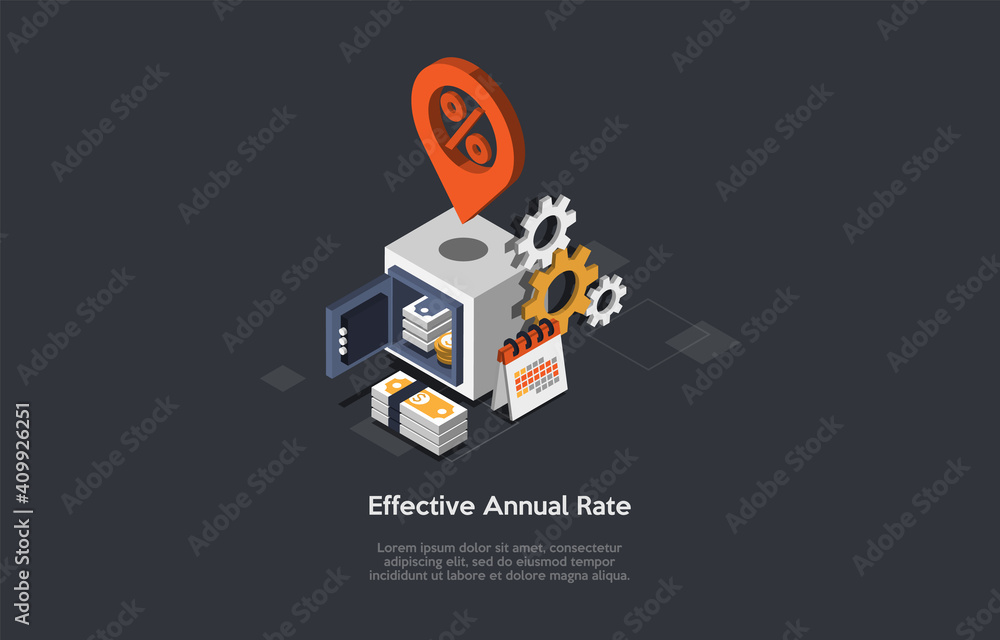 Effective Annual Rate Conceptual Illustration In Cartoon 3D Style ...