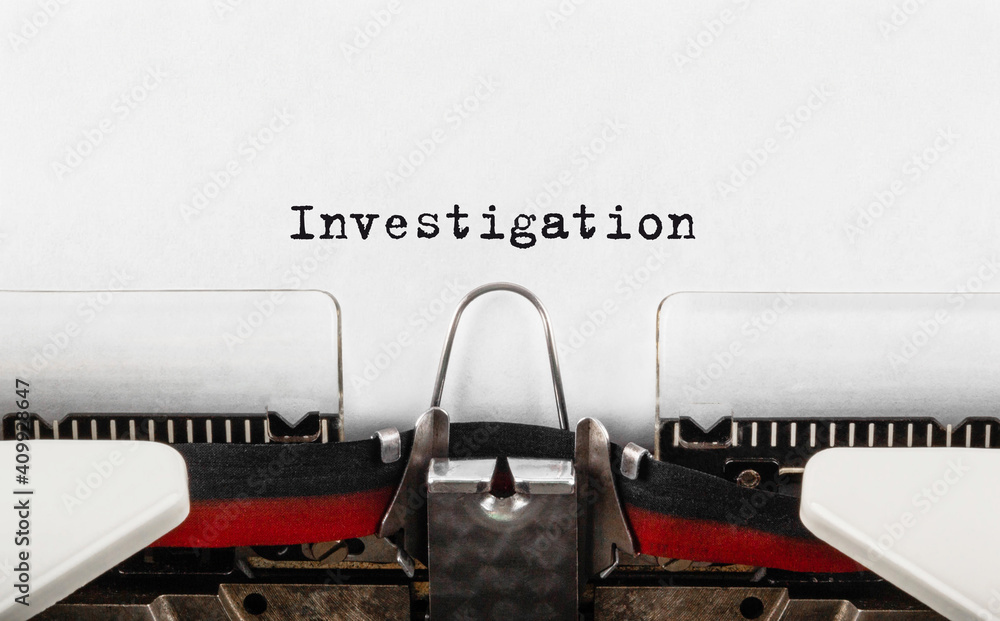 Text Investigation typed on retro typewriter Stock Photo | Adobe Stock