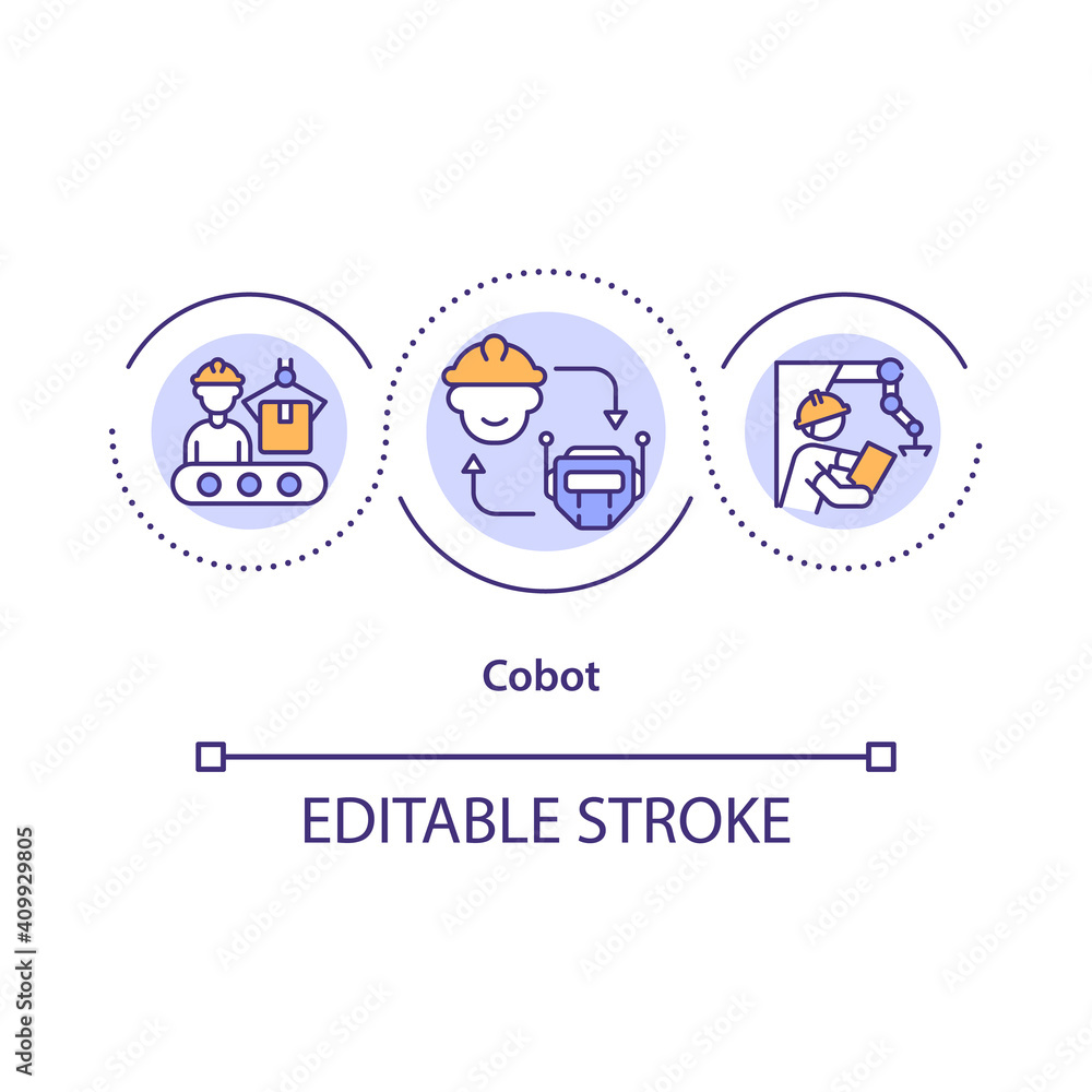 Collaborative robot concept icon. Used cobot for repetitive tasks idea ...