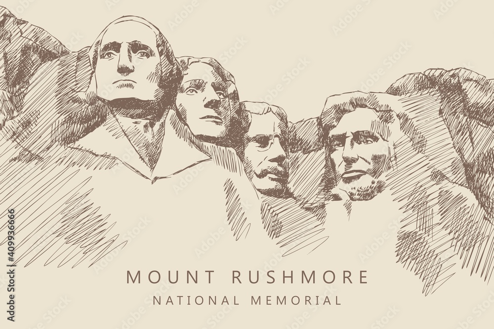 Sketch of Mount Rushmore National Memorial, South Dakota, USA ...