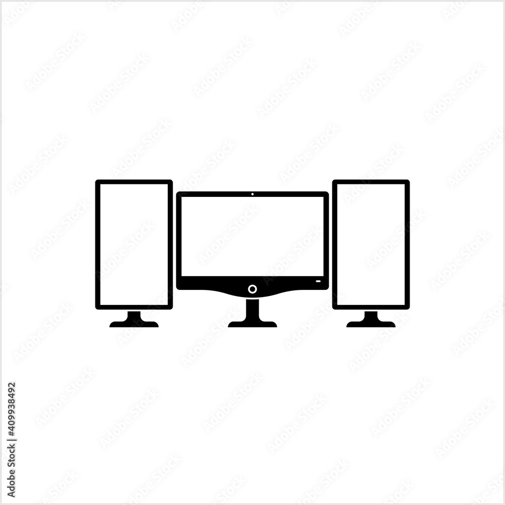 Computer Multi Monitor Setup Icon, Computer Pictorial Form Visual ...