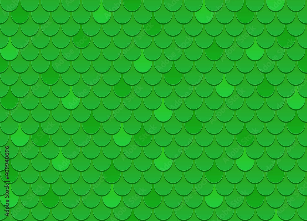 Vector seamless pattern of green roof tile. Green shingles roof texture ...