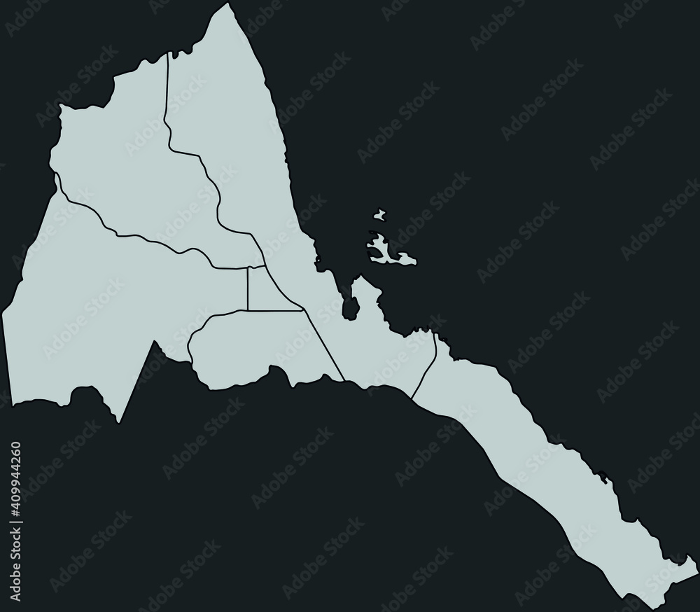 Contour vector map of Eritrea with the designation of the ...