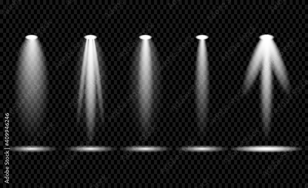 Creative vector illustration of bright lighting spotlights set, light ...