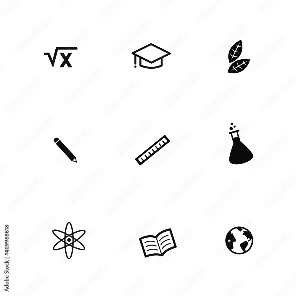 School subjects icons. Symbols for the educational sector. High quality ...