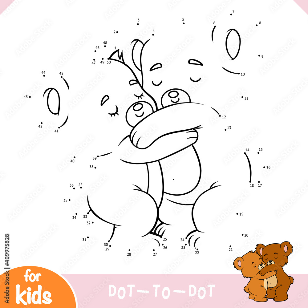 Numbers game, education dot to dot game, Loving bear hugging Stock ...