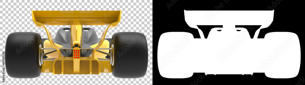 Racing car with side view position, isolated on background with mask ...