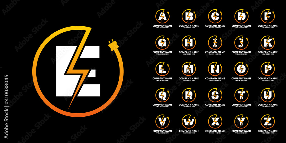 Set Flash initial letter Logo Icon Template. Illustration vector ...