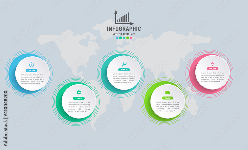 Vector step Infographic chart design with icons and 5 options or steps ...