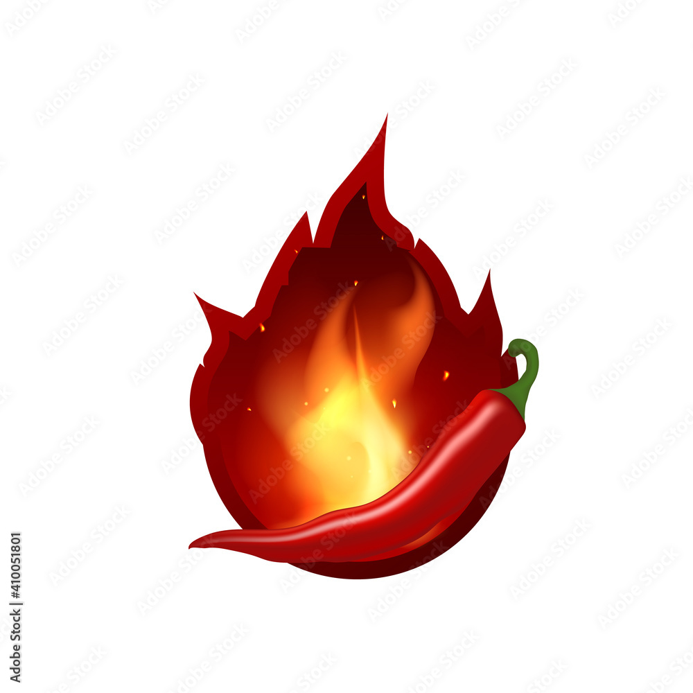 Burning red pepper icon. Chili peppers on fire. Element for the design ...