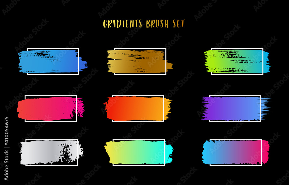 Colorful guardian brush with the frame, vector golden glitter texture ...