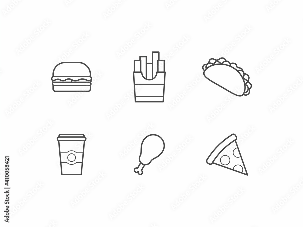 Outline Icon Illustration of Fast Food Icon Set v1- Outline Icon ...