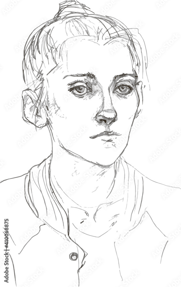 romantic girl sketch illustration cartoon style. pretty teenager vector ...