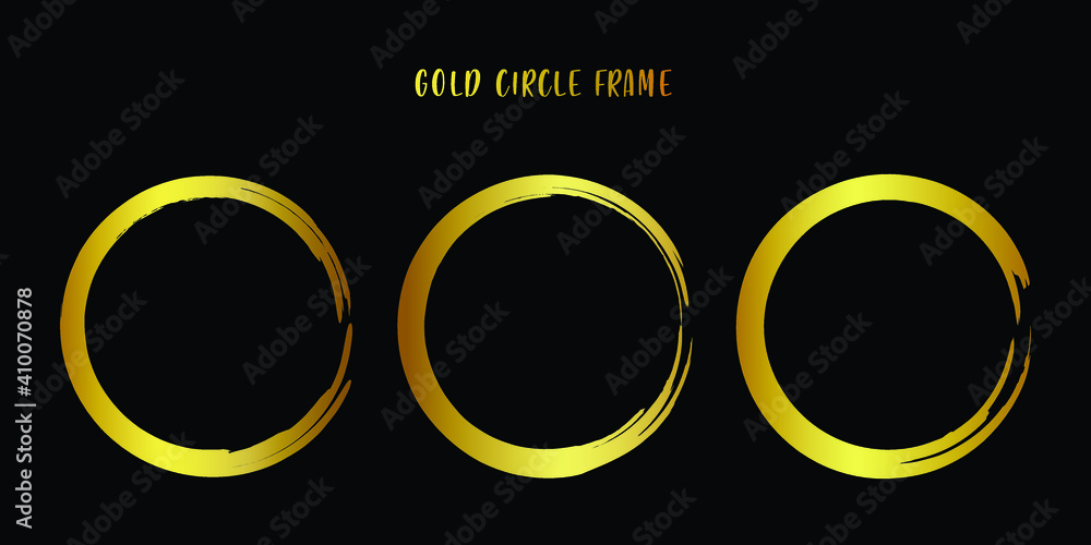 Gold Circle brush with the frame, vector golden glitter texture smears ...