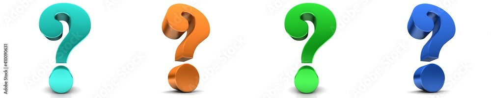 Question marks ? sign interrogation point blue green orange turquoise ...