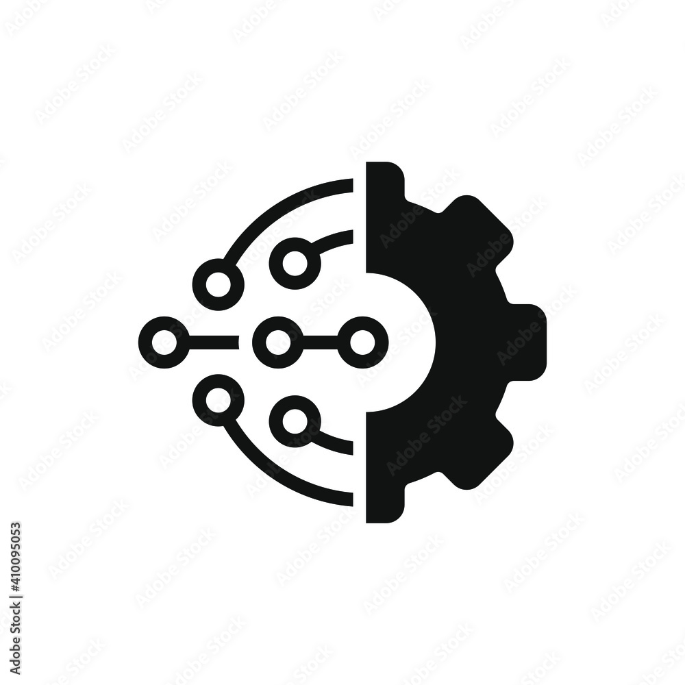 Digital technology gear icon concept isolated on white background ...
