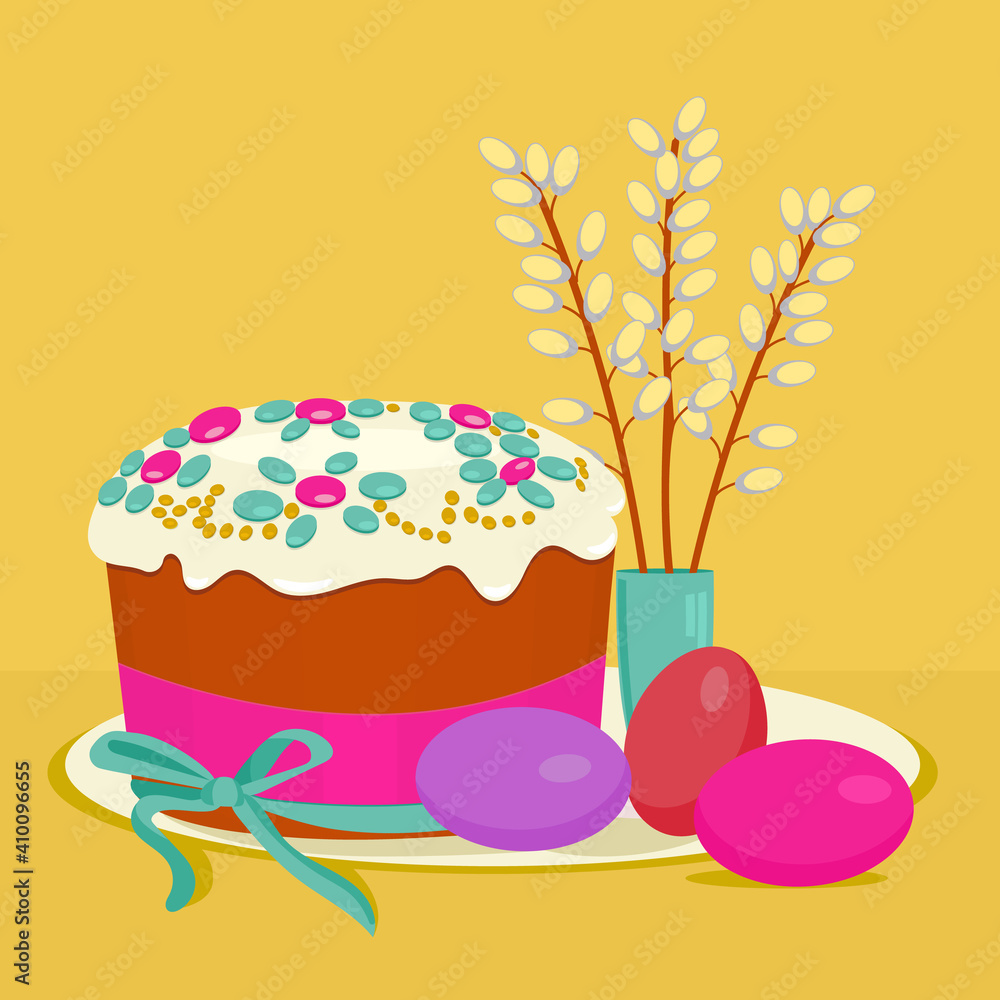 Happy Easter. Vector illustration with an Easter still life. Easter ...