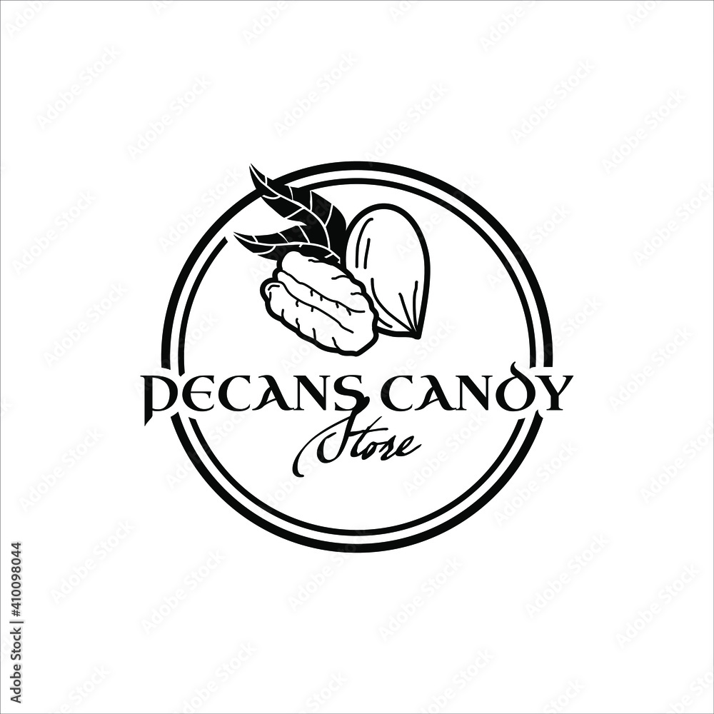 pecan nut logo label emblem graphic design template for food and ...