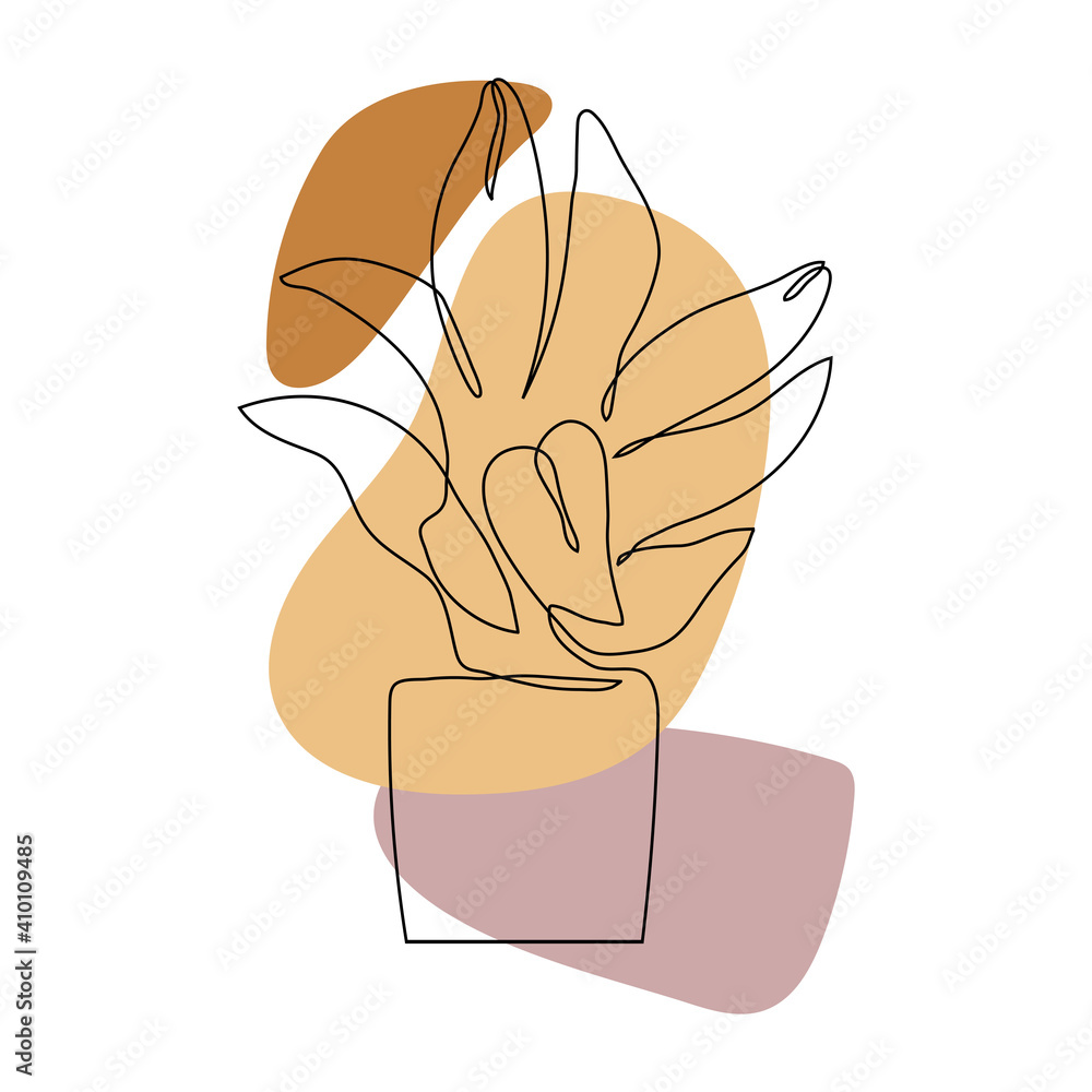 Home plant isolated on white background. Continuous one line drawing ...