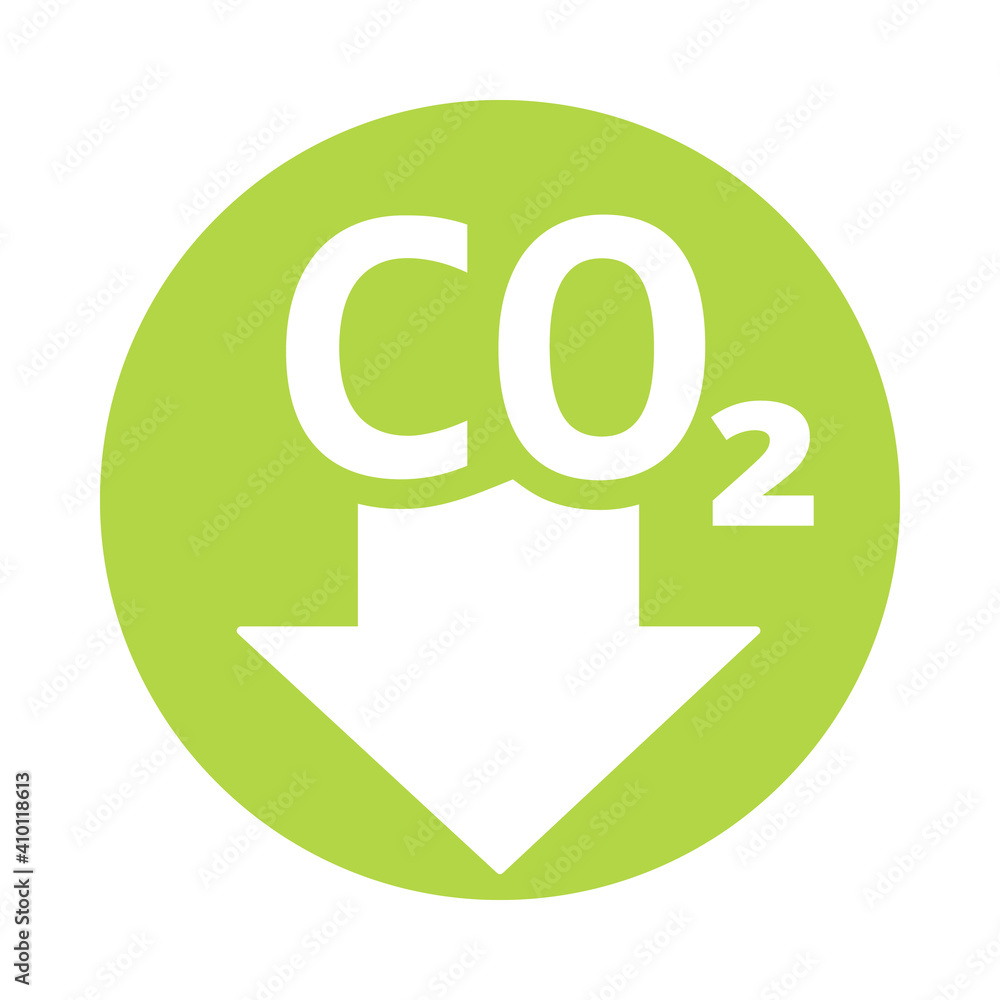 CO2 reduction icon. Clipart image isolated on white background. Stock ...