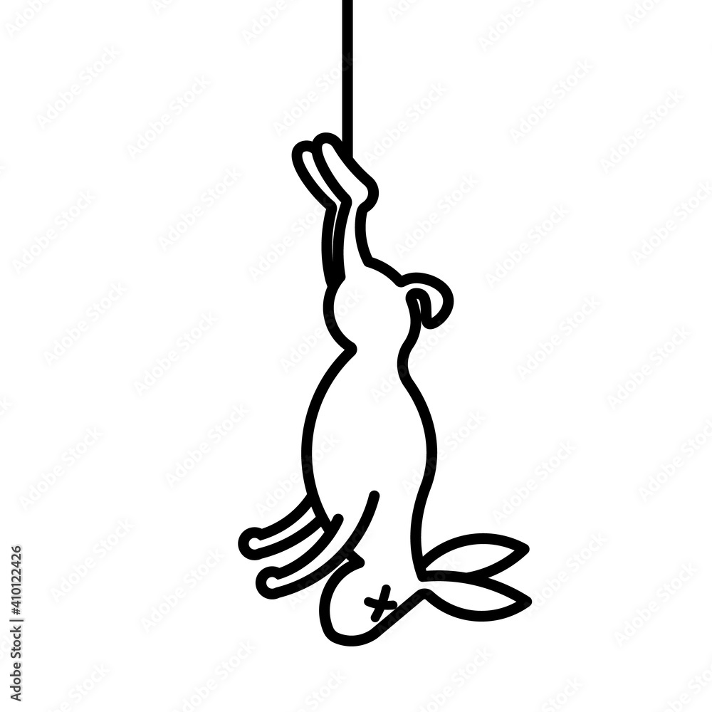 Dead rabbit outline icon. Clipart image isolated on white background ...